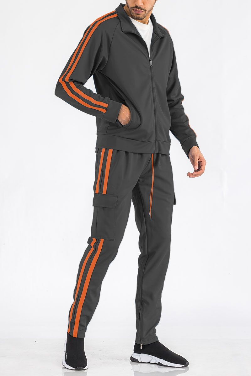 WEIV TWO STRIPE CARGO PANT SET SET500-700-BLKORG - Karmaloop