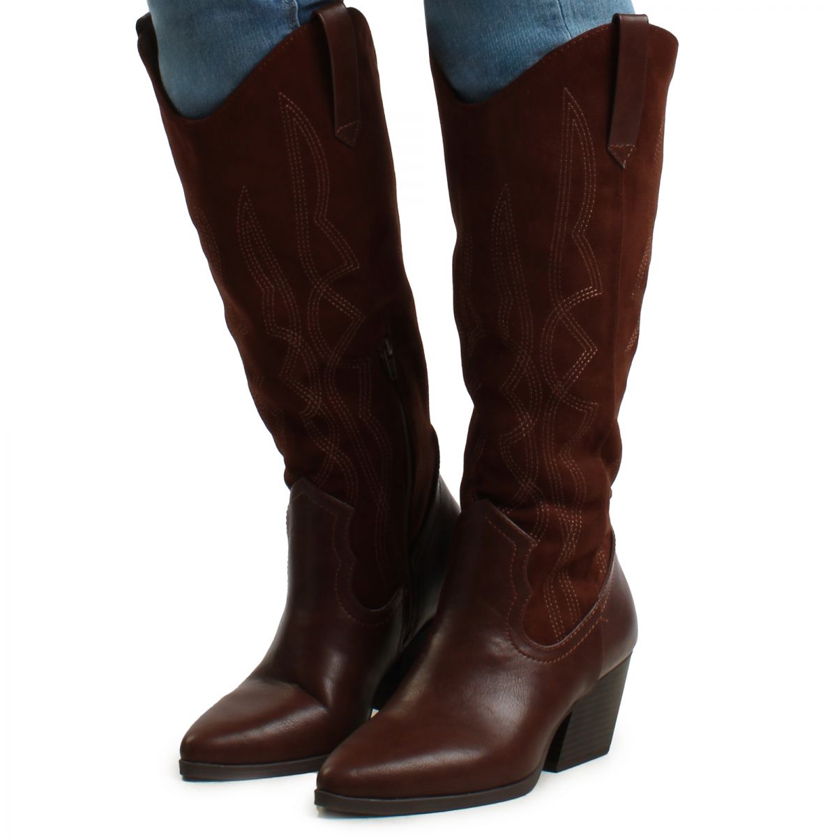 SOLE LA VIE Zaki Knee High Western Boot FD ZAKI-S-LBRN - Karmaloop