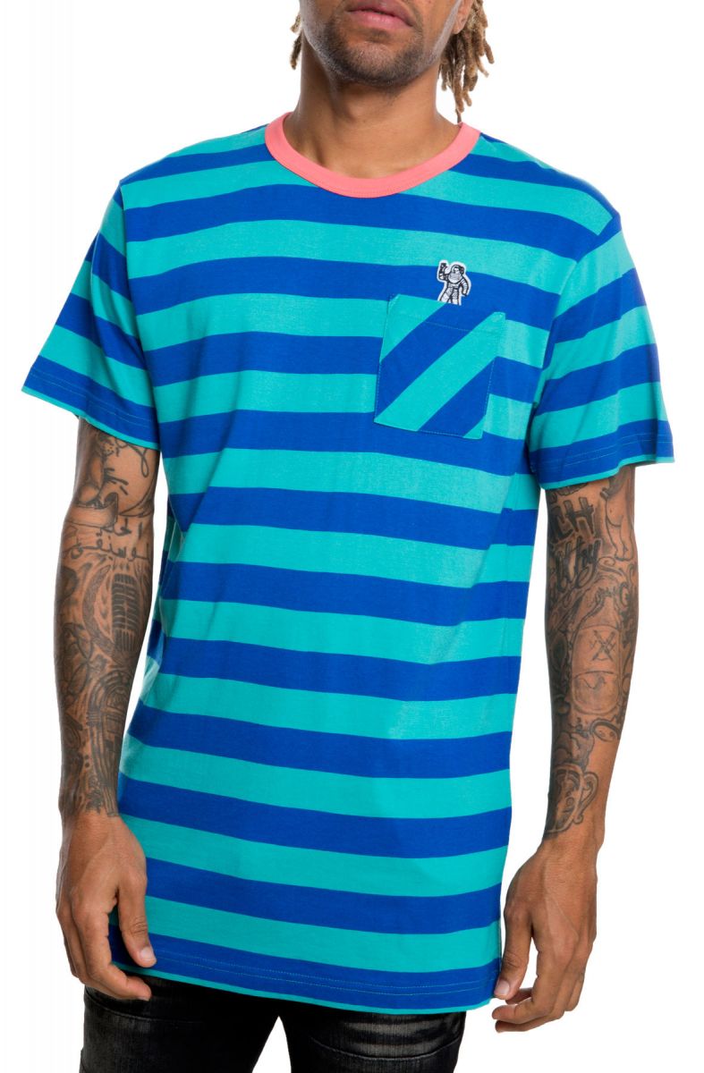 BILLIONAIRE BOYS CLUB Astro Stripe Short Sleeve Knit In Baltic 891-1301 ...