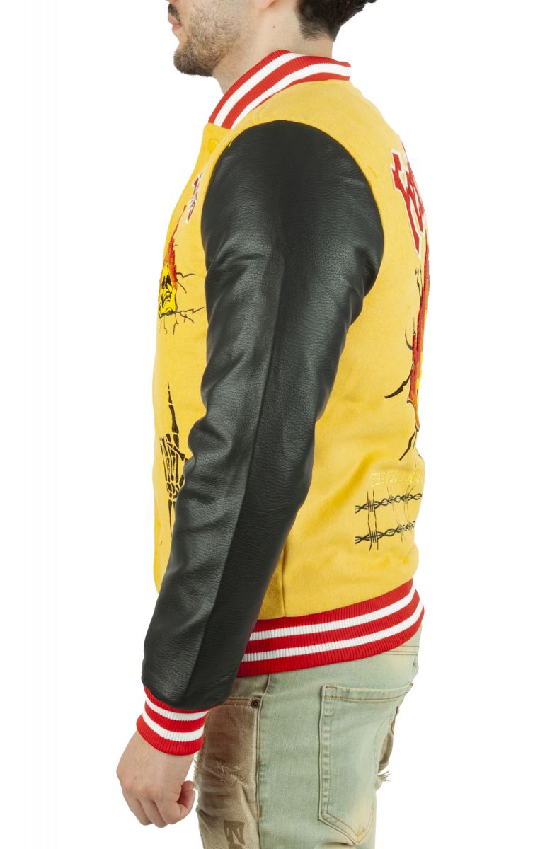 REBEL MINDS Loud Pack Varsity Jacket 922-511YEL - Karmaloop