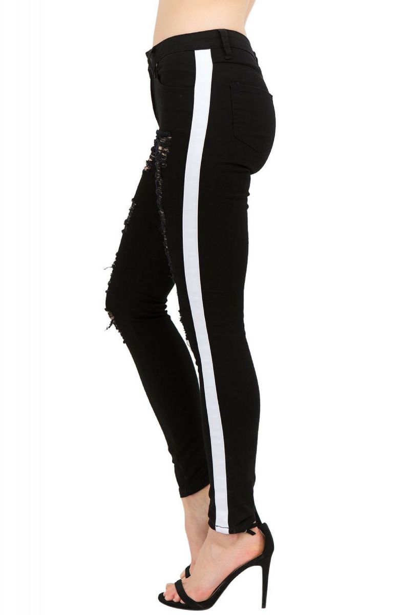SEIZE&DESIST Distressed Track Jeans SDW2006-BLK - Karmaloop