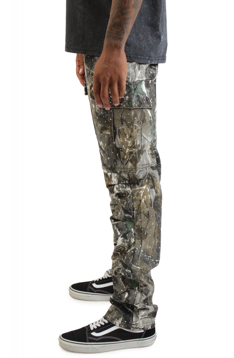 FIRST ROW Rhinestone Tree Camo Cargo FRP3130-CAMO - Karmaloop