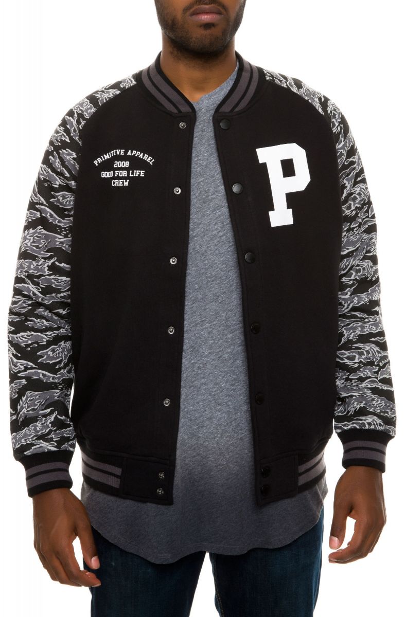 PRIMITIVE The GFL Crew Varsity Jacket in Black PAHO14-1035-BLK - PLNDR