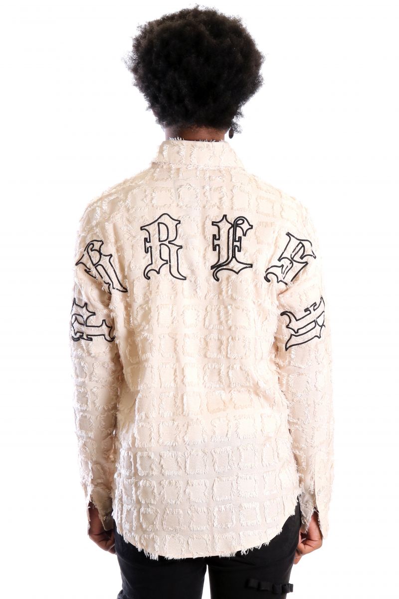 KLEEP New Earth Men's ripped & repaired button down shirt KLP-85F9B0 ...