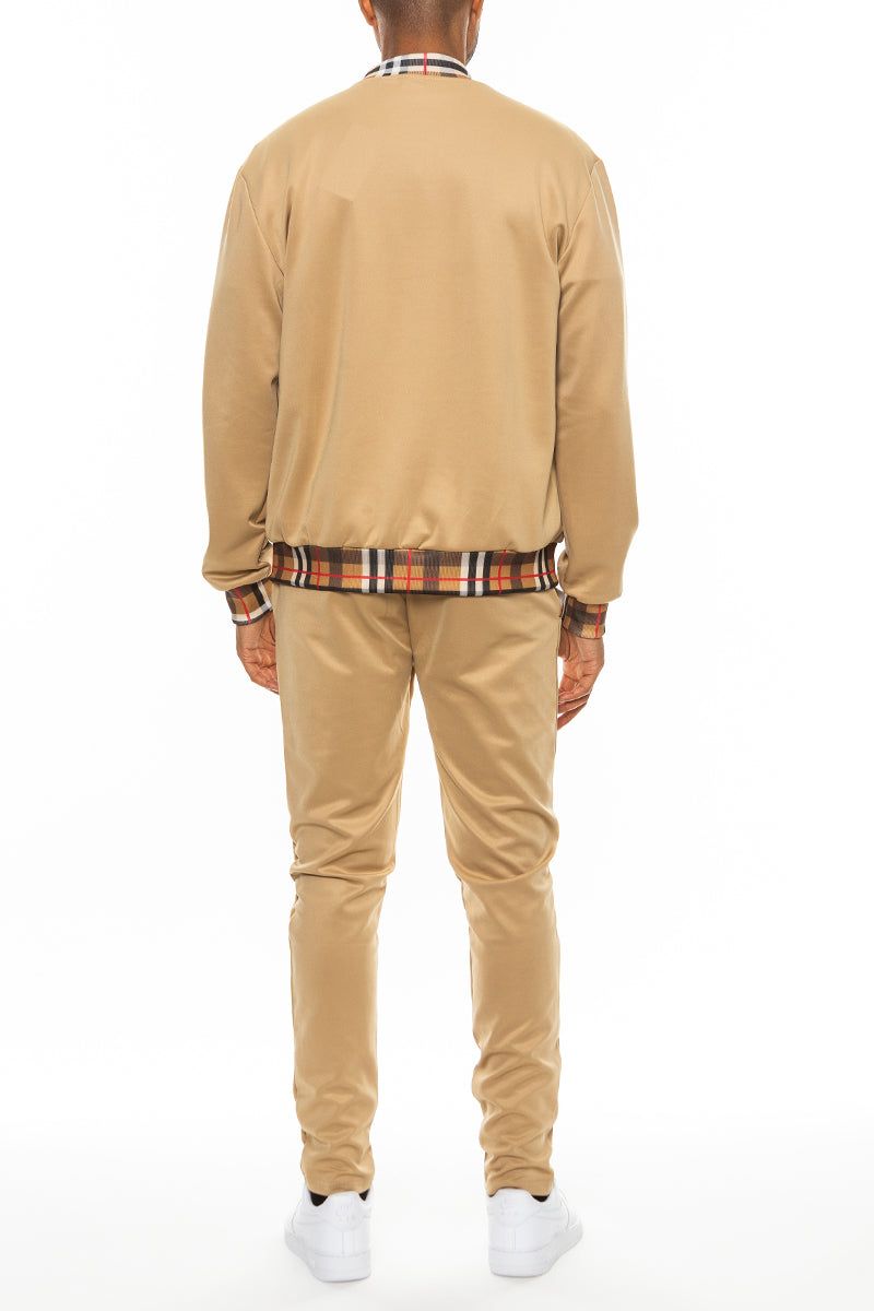 WEIV Checkered Detail Track Jacket Set MEP-EMJ4102-KH - Karmaloop