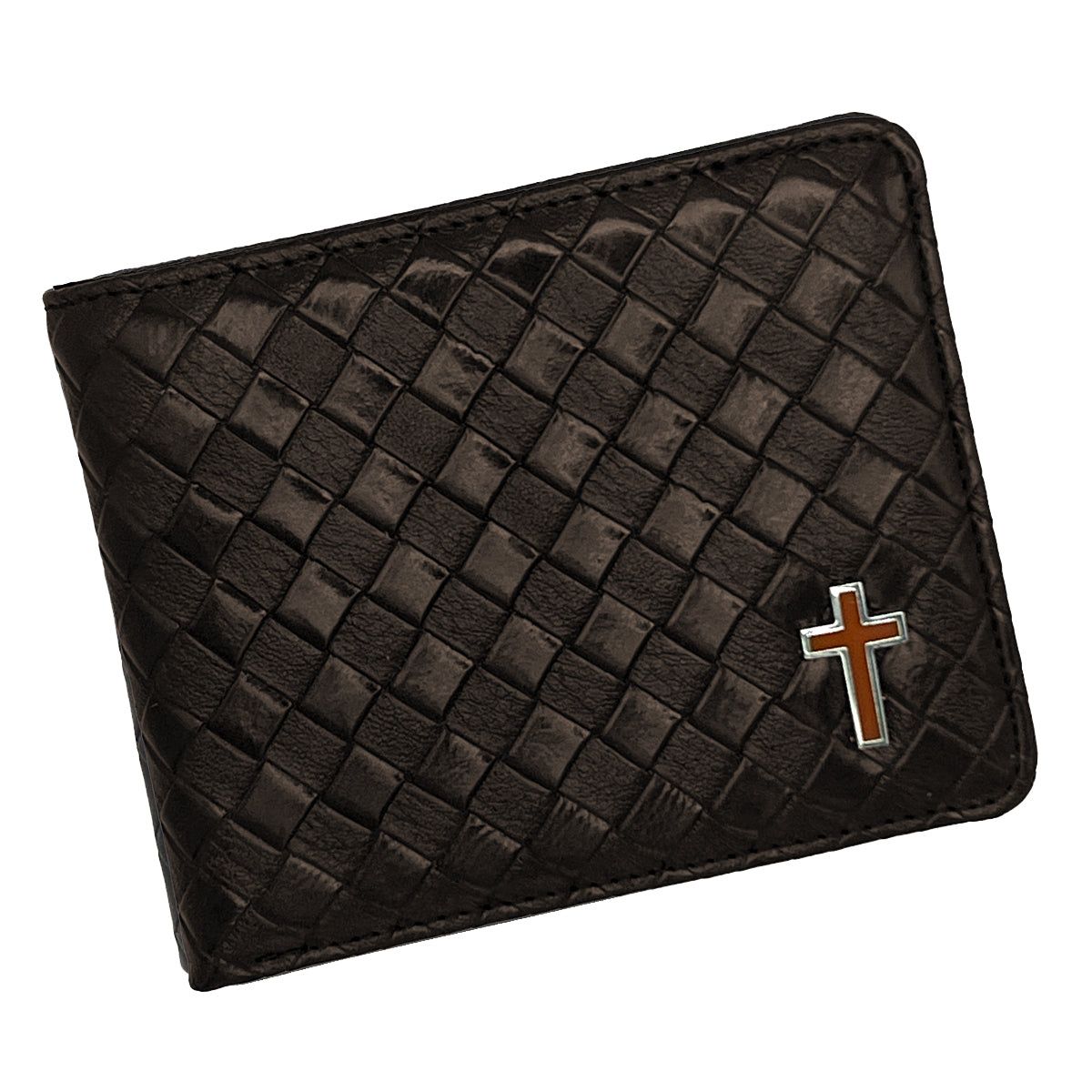 STEELTIME Braided Vegan Leather Cross Wallet B148-052-BROWN - Karmaloop