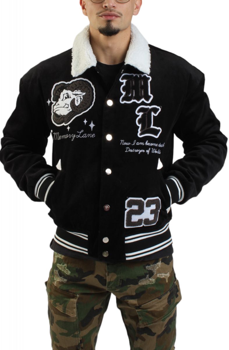 MEMORY LANE Varsity Jacket ML-HO23-307BLK - Karmaloop