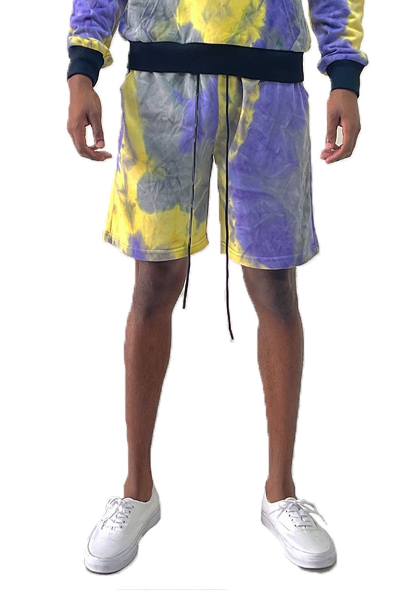 WEIV Black Band Tye Dye Shorts SP368-PURPLEYELLOW2 - Karmaloop