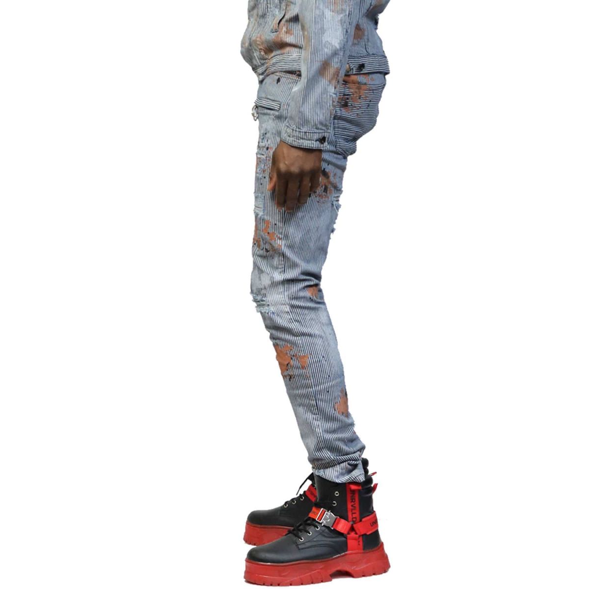 KLEEP Tywin Premium Washed Skinny Pinstripe Twill Pants KLP-9F159F ...