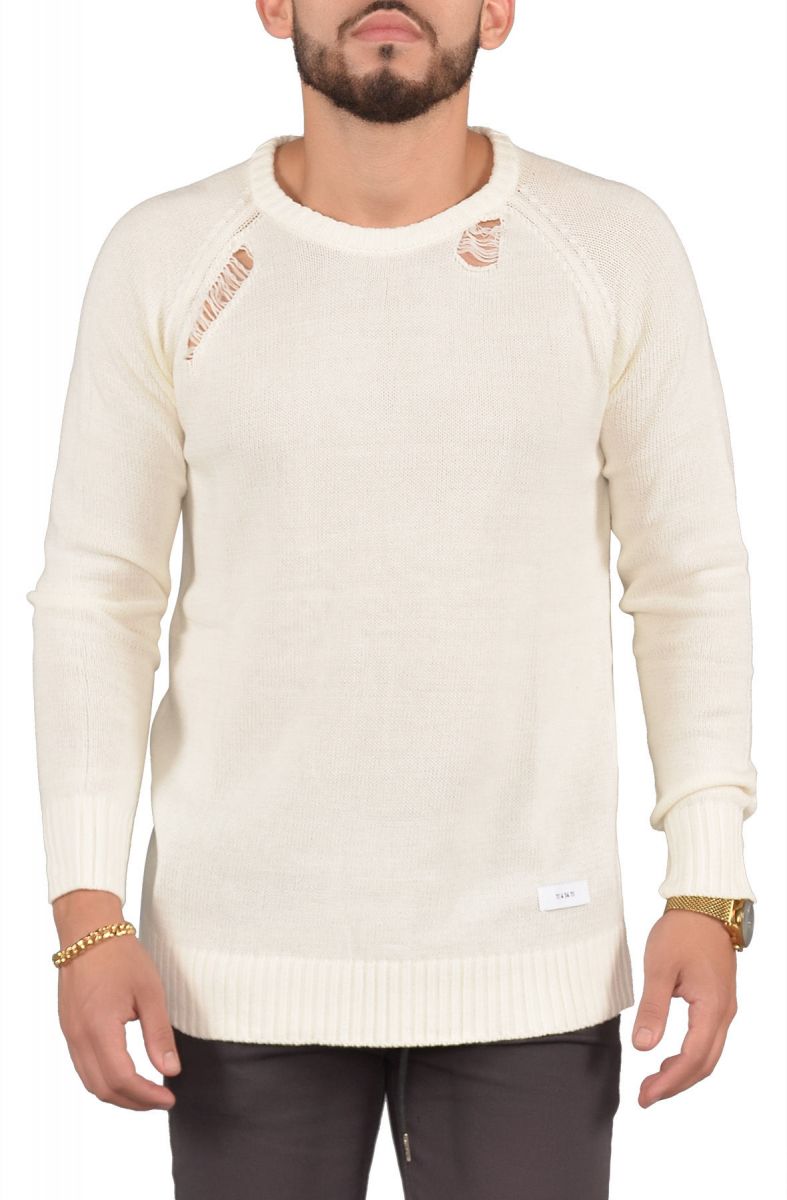 SEIZE&DESIST Drop Needle Sweater in Bone SD3045-BONE - Karmaloop