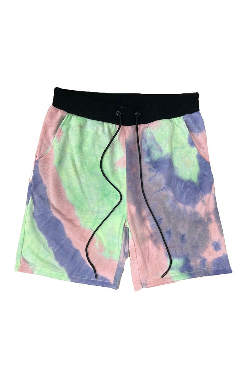 WEIV Black Band Tye Dye Shorts SP368-LIMEPURPLE2 - Karmaloop