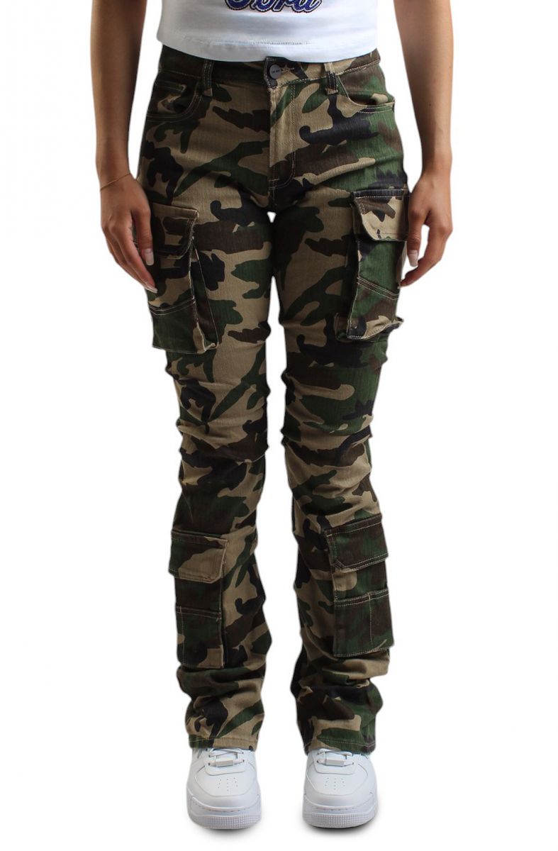 SMOKE RISE Camo Mid Rise Stacked Jeans AP25117-WOODCAMO - Karmaloop