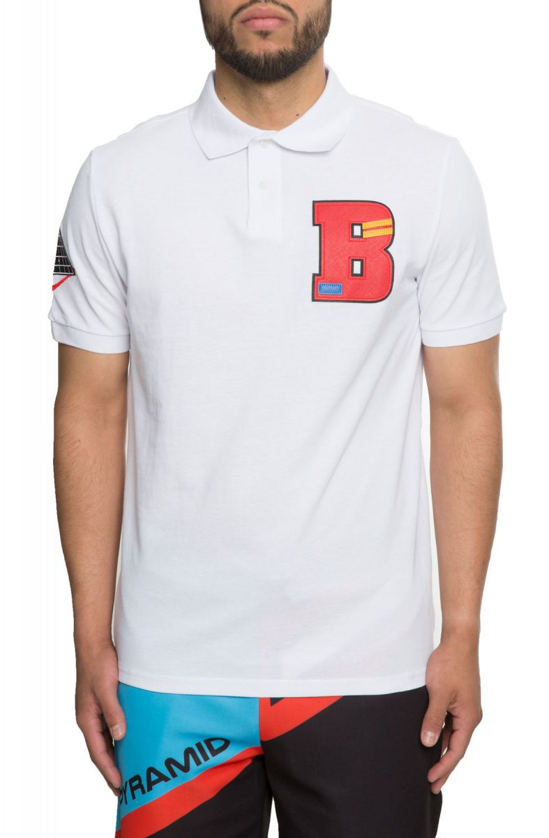 BLACK PYRAMID The BP ""B"" Polo in White Y1161156-WHT - Karmaloop