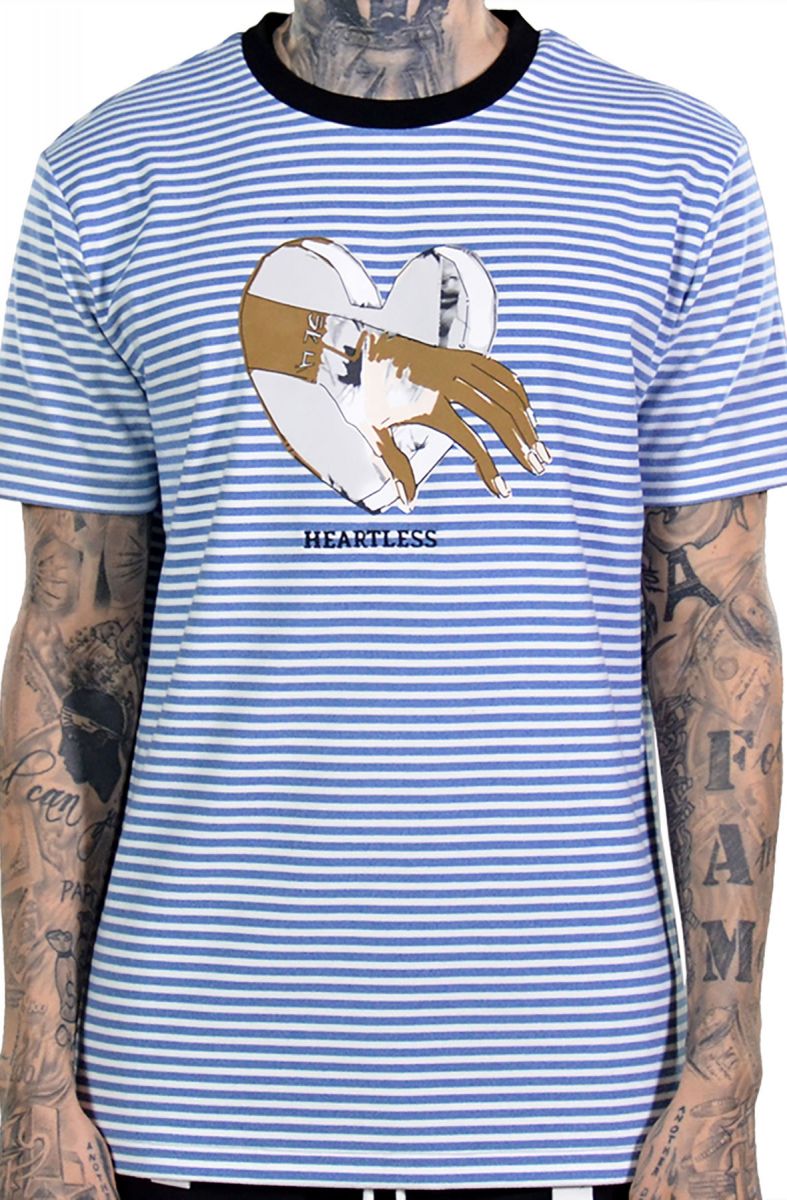 HIDEOUT Heartless Striped Tee (Mystical Blue) FA20-04 - Karmaloop