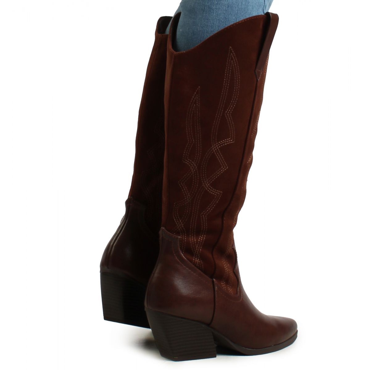 SOLE LA VIE Zaki Knee High Western Boot FD ZAKI-S-LBRN - Karmaloop