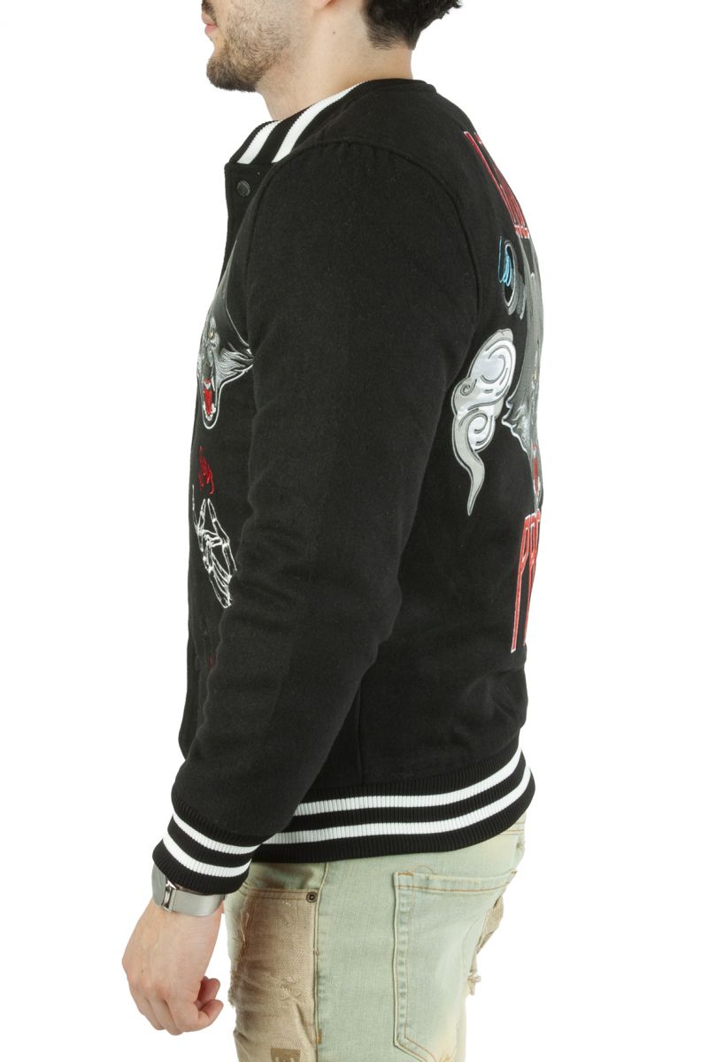 REBEL MINDS Loud Pack Varsity Jacket 922-512BLK - Karmaloop