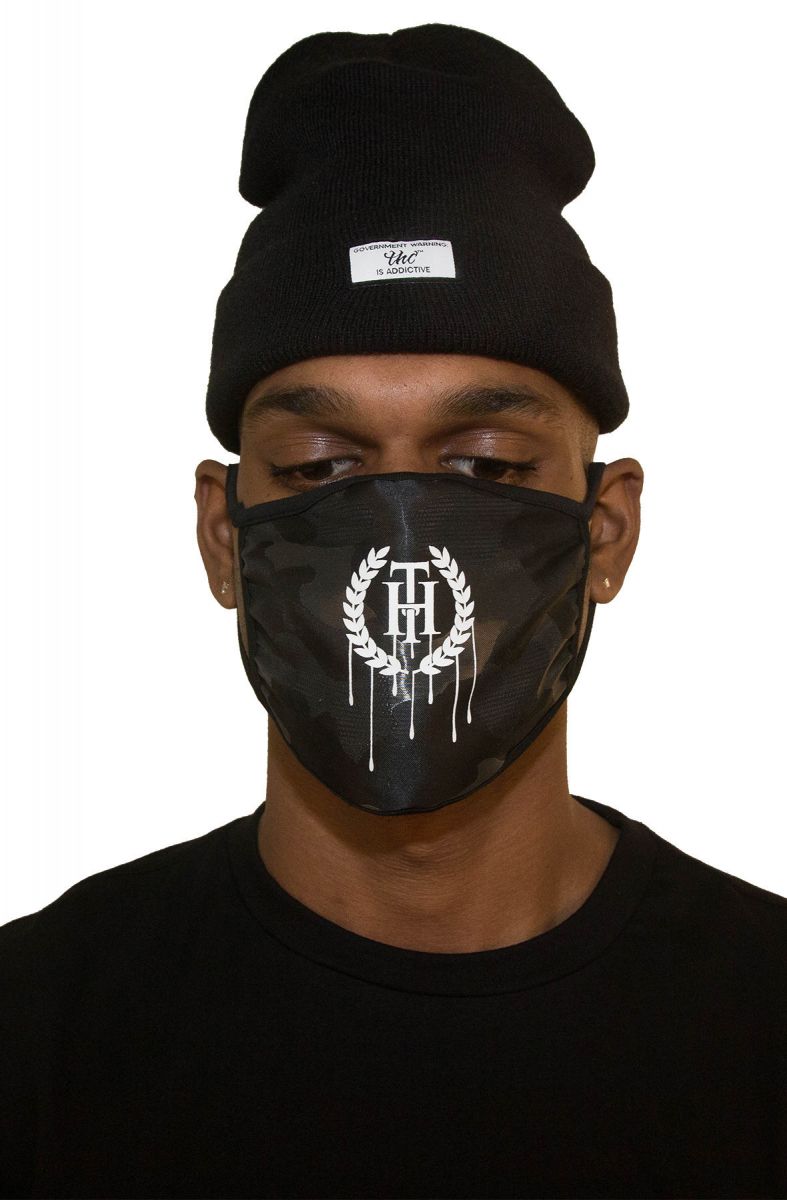 THE HIDEOUT CLOTHING Kouzhao Dripping Facemask (Black Camo ...