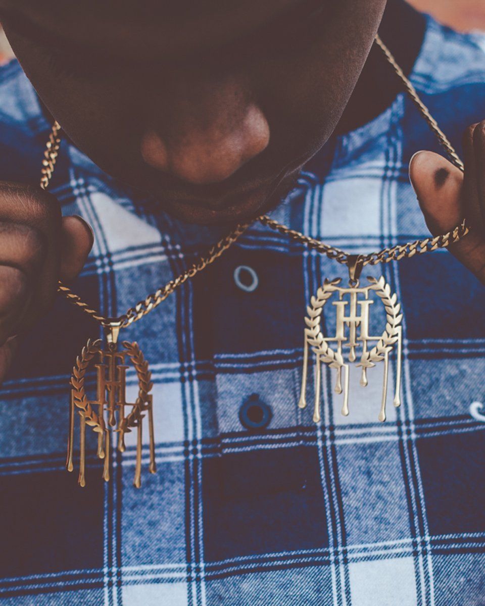 THE HIDEOUT CLOTHING Dripping Essentials Pendant & Mini Cuban Chain ...