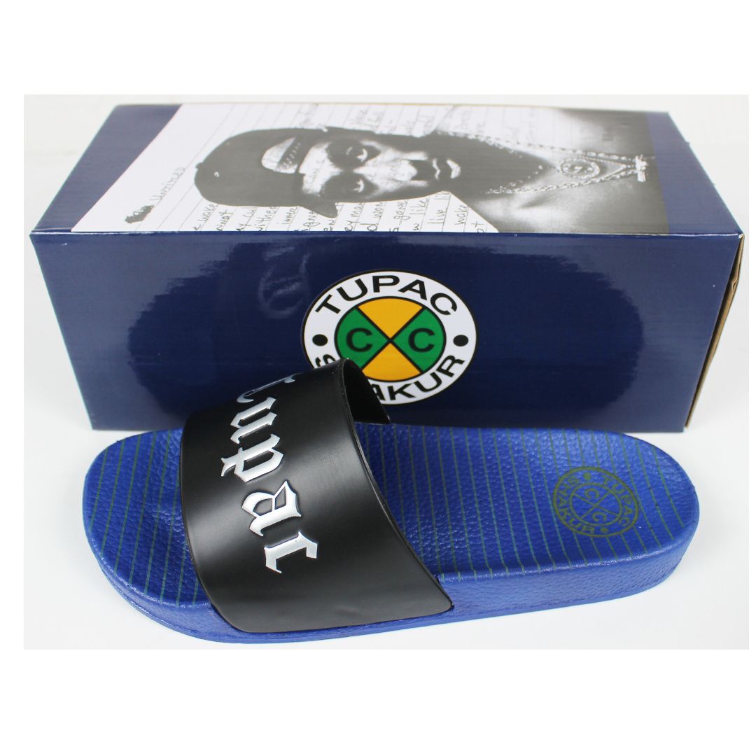 CROSS COLOURS Tupac Metallic Slides (Men's) - Black/Blue T314TUP-BLK ...