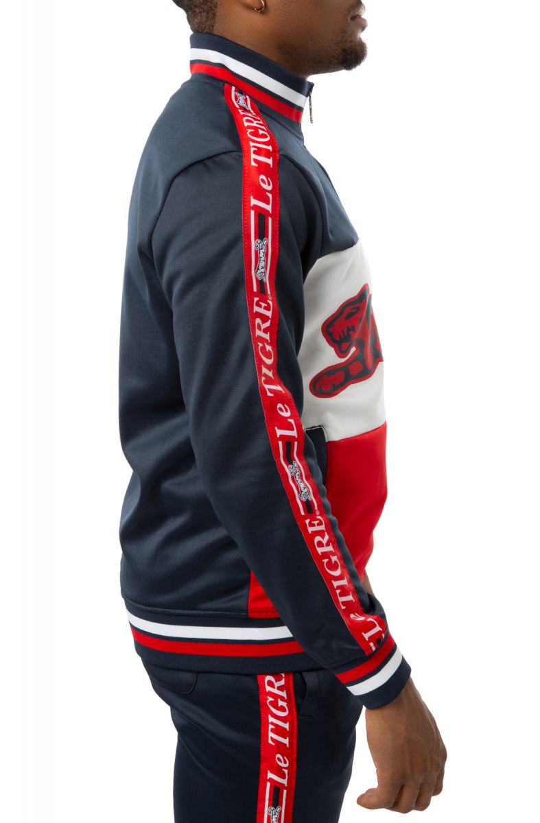 LE TIGRE CORP. New Tri Color Track Jacket LT-555-NVY - Karmaloop