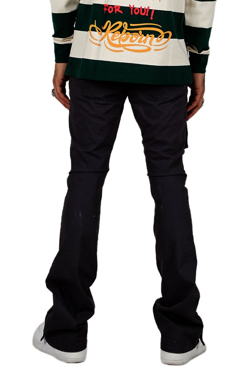 KLEEP Somber Men's premium flare stacked twill cargo pant with multi ...