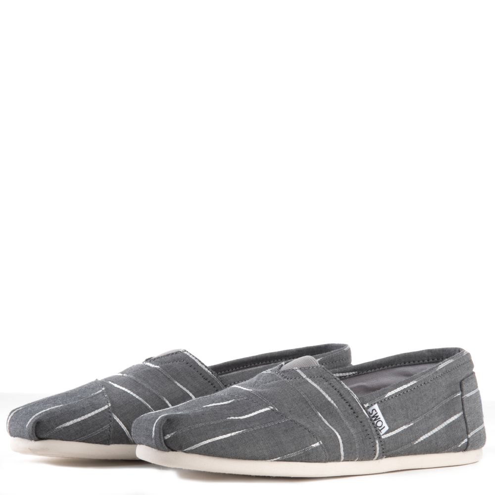 TOMS Toms Classic Grey White Mini Striped Flats Grey 10008371 - Karmaloop