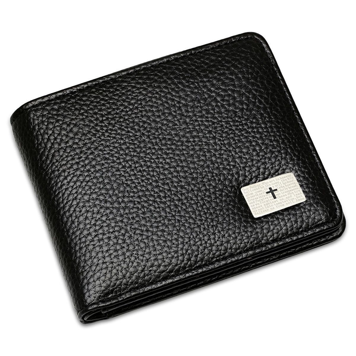 STEELTIME Stainless Steel Curb Bracelet With Cross Accent / With Simulated Leather Lords Prayer ...