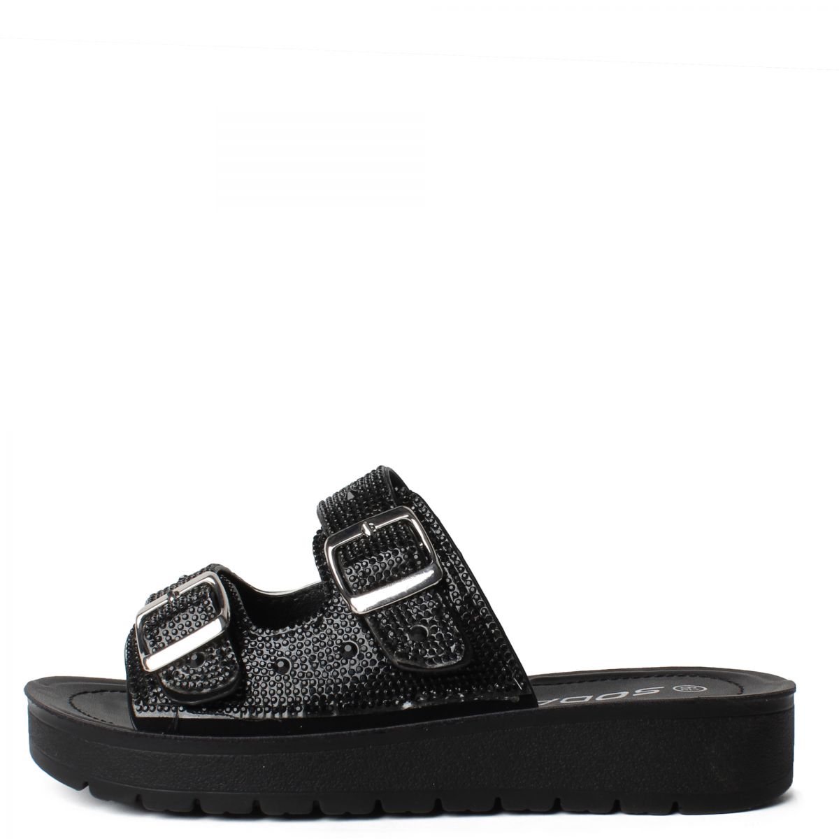 SOLE LA VIE Karina Strap Slide FD KARIN-S-BLK - Karmaloop