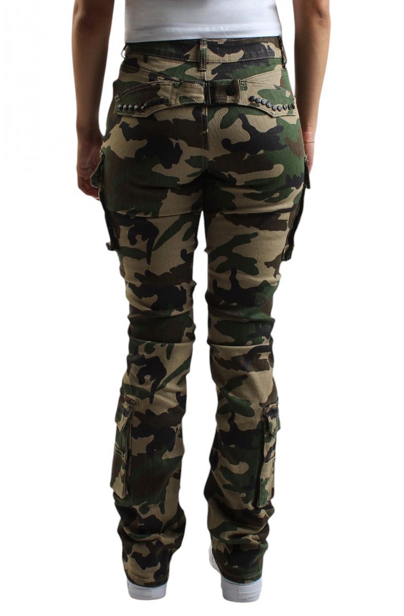 SMOKE RISE Camo Mid Rise Stacked Jeans AP25117-WOODCAMO - Karmaloop