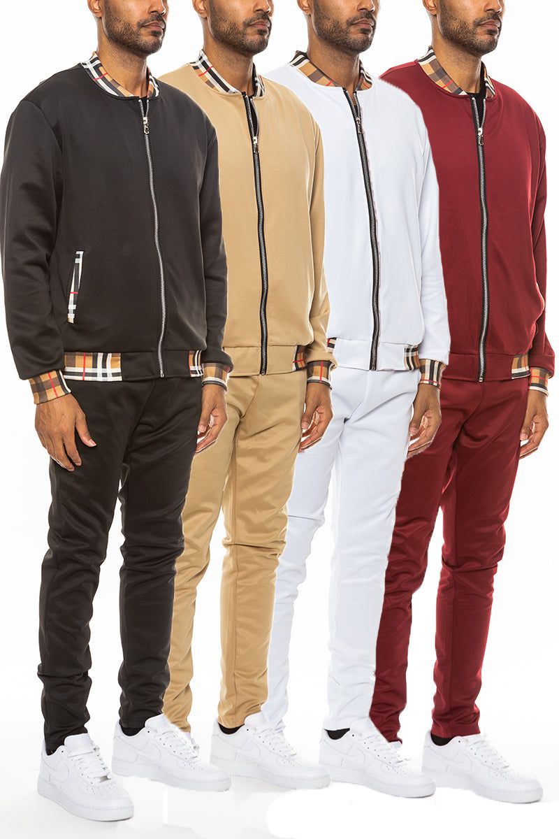 WEIV Checkered Detail Track Jacket Set MEP-EMJ4102-KH - Karmaloop