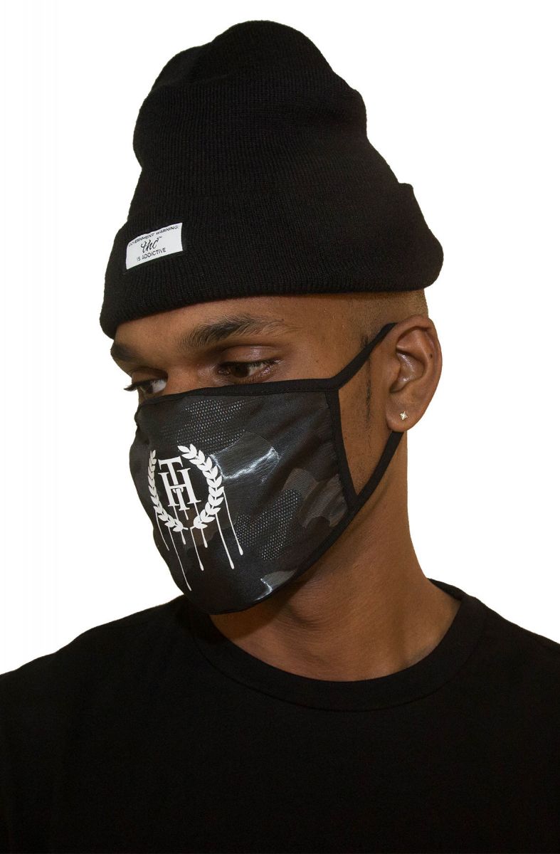 THE HIDEOUT CLOTHING Kouzhao Dripping Facemask (Black Camo ...