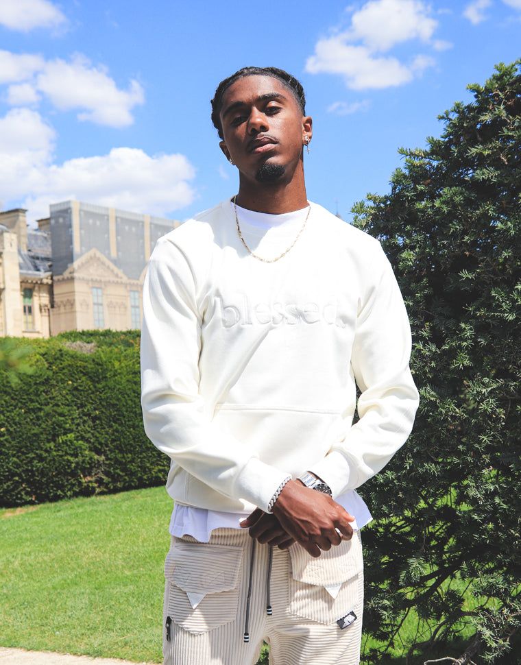 THE HIDEOUT CLOTHING Blessed Velour Crewneck Sweater HDTCLTHNG-F52200 ...