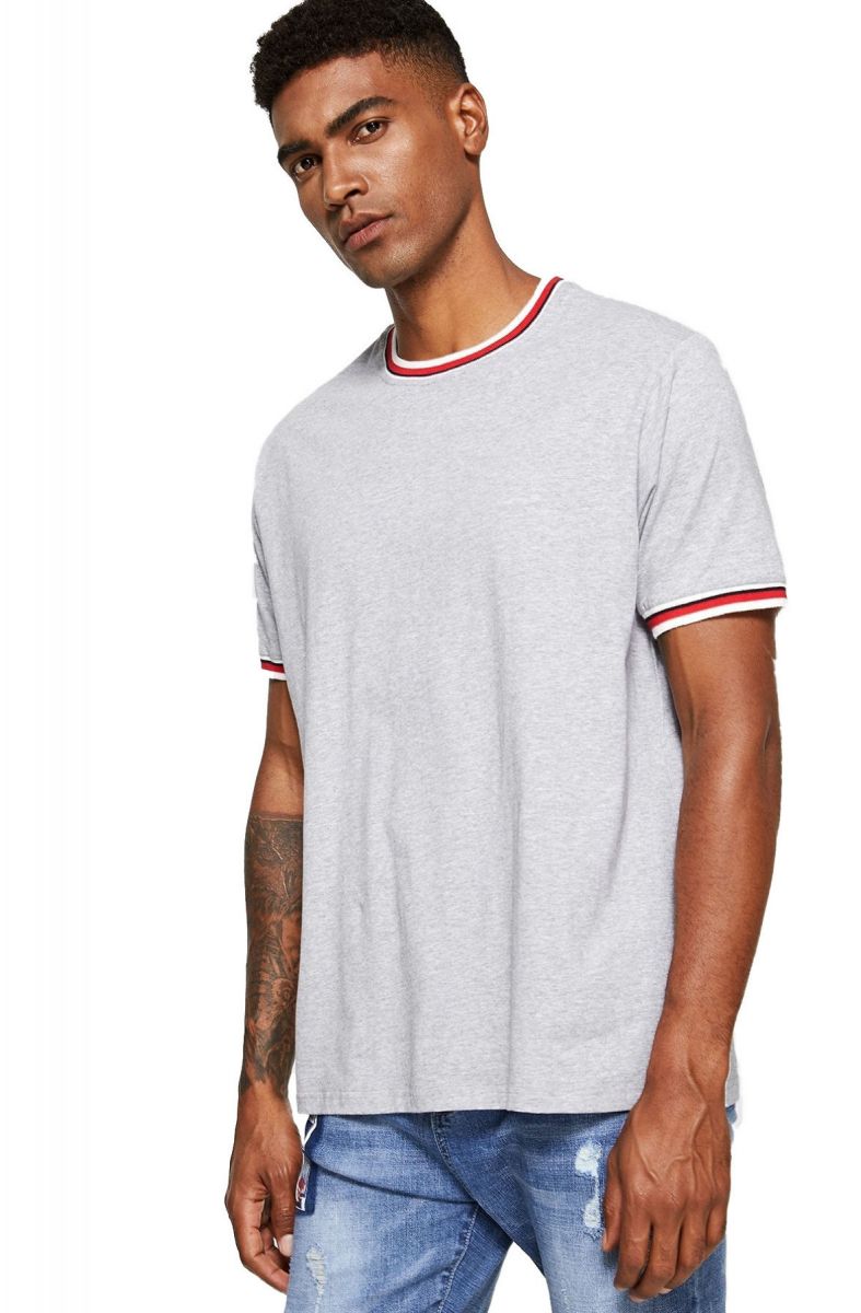 SEIZE&DESIST Striped Trim Ringer Tee B3159C07--GREY - Karmaloop