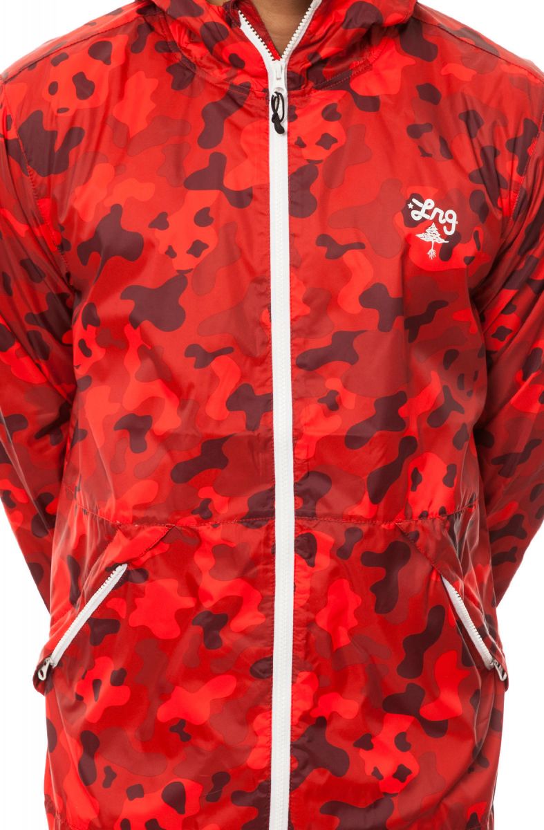 LRG Core Collection Jacket Core Collection Windbreaker Panda Camo Red