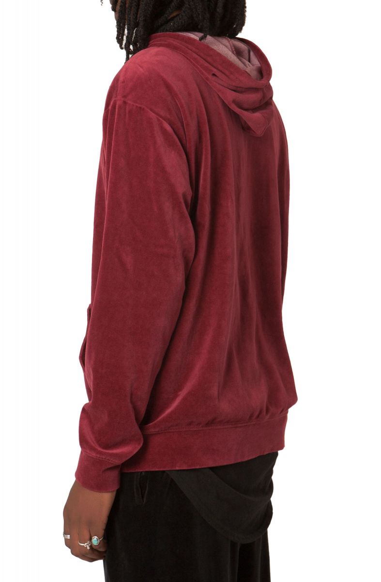 Elwood Hoodie The Velour Velvet Hoodie in Burgundy