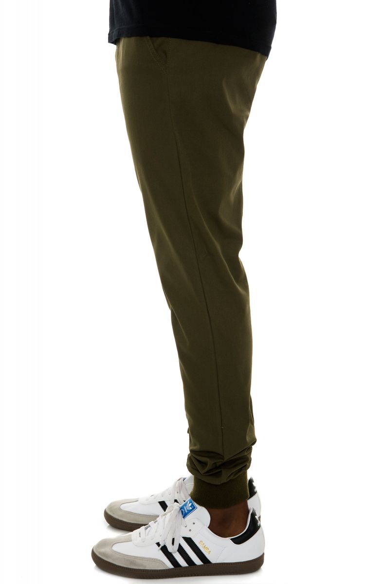 Rustic Dime Pants The Sunset Jogger in Stretch Olive Twill Green