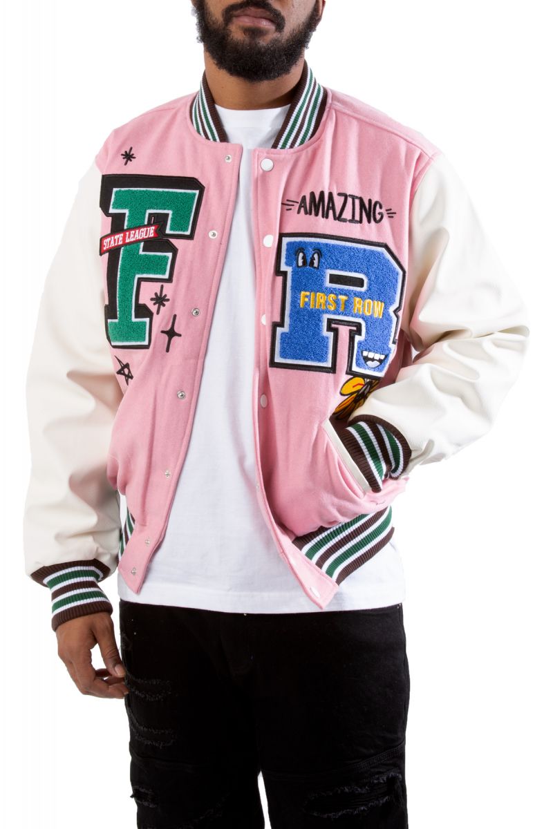 FIRST ROW Amazing Letterman Jacket FRJ0003-PNK - Karmaloop