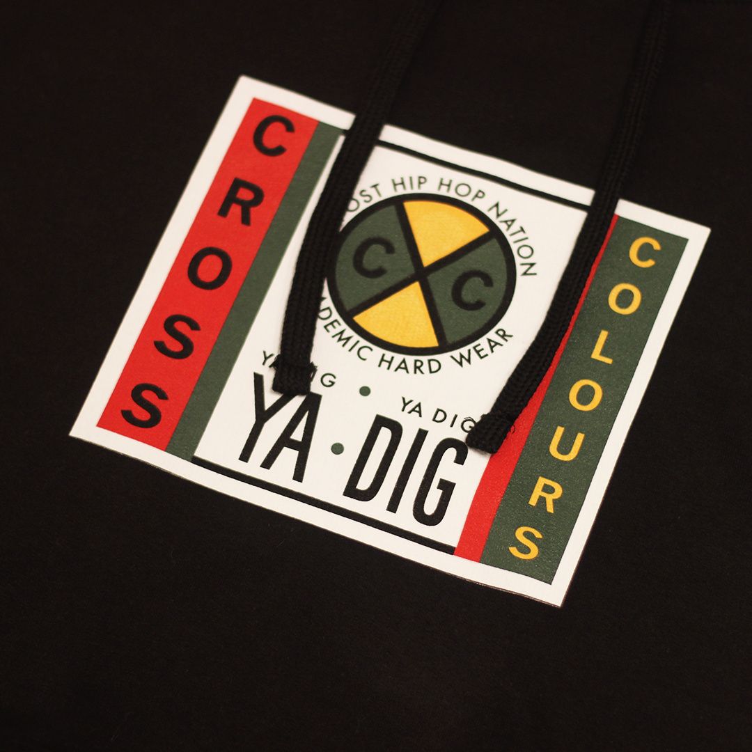CROSS COLOURS Label Logo Hoodie - Black C80223LBS-BLK - Karmaloop