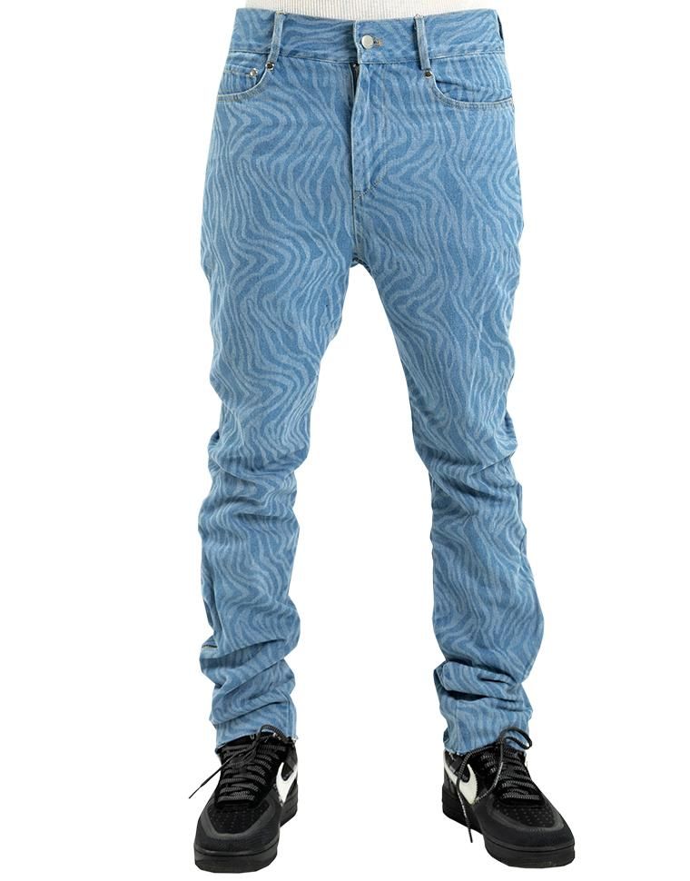 HIDEOUT Waves Pattern Denim Jeans HDTCLTHNG-6FB23A-LIGHTDENIM - Karmaloop
