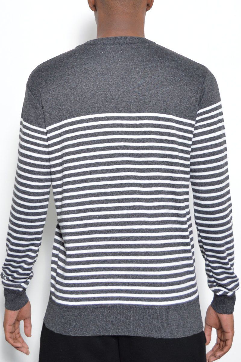 WEIV FULL KNIT STRIPED SWEATER NR2014-GREYWHT - Karmaloop
