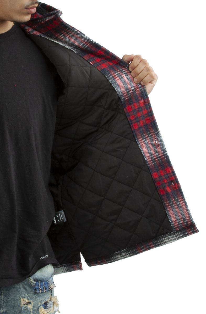 SMOKE RISE Flannel Hooded Overshirt WW-22686RED - Karmaloop