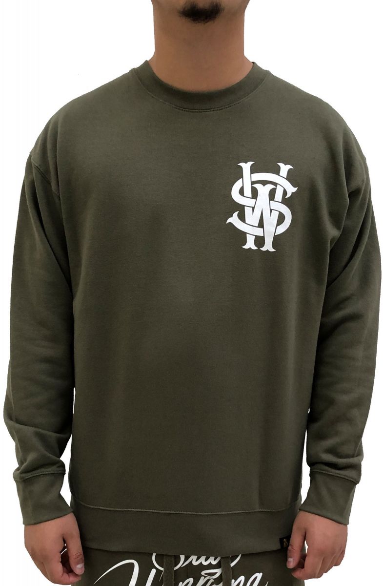 STAY WINNING Original Logo Olive/White Crewneck Sweater SW-0150 - Karmaloop