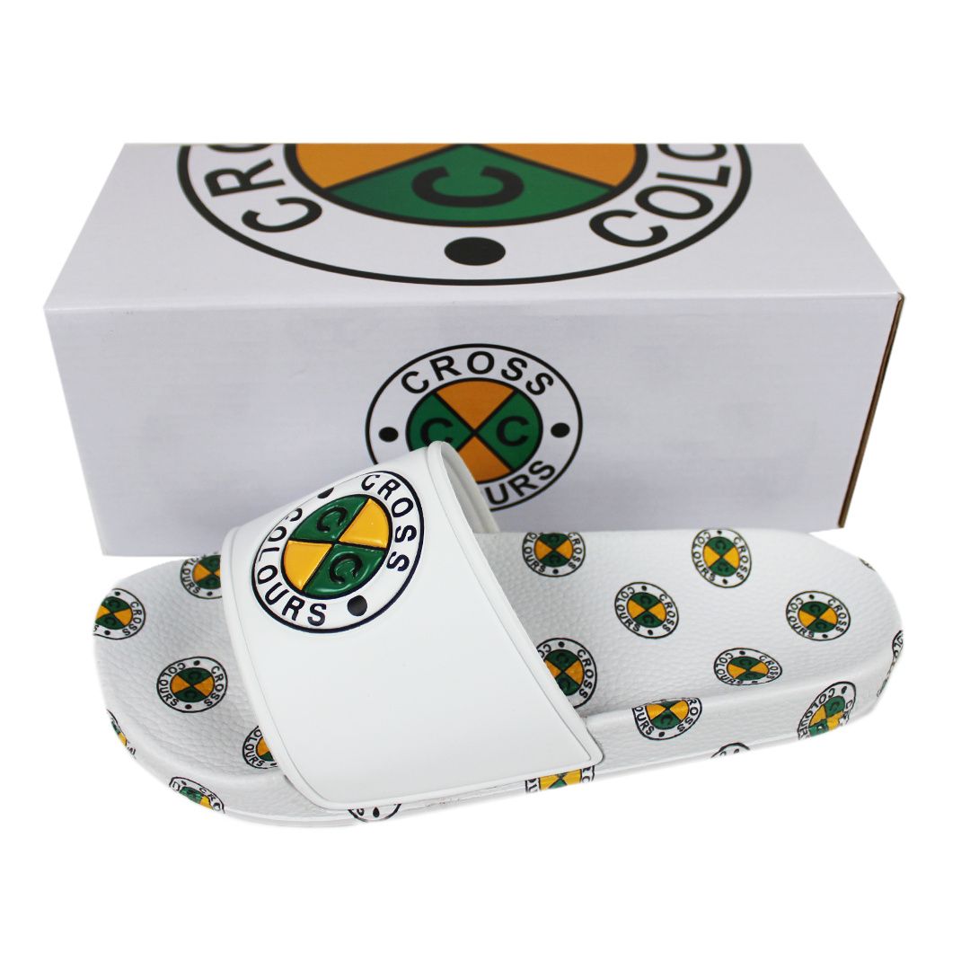 CROSS COLOURS Circle Logo Slides - White C314CXC-WHT-WHITE - Karmaloop