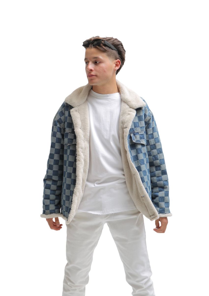 NOKWAL Checkered Print Reversible Denim Jacket NKWL-A8D8BD - Karmaloop