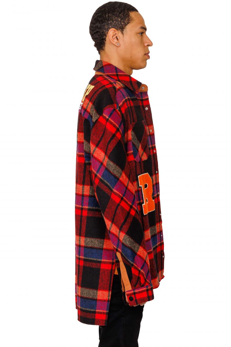 KLEEP AUREOLIN Men's graphic prints and patches red plaid pattern ...