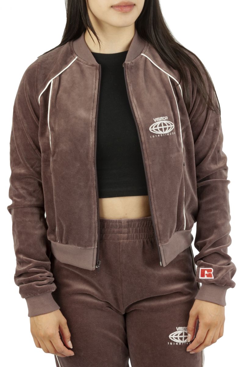 VISITOR OF EARTH Visitor Velour Zip Jacket VOEJCKT006-BROWN - Karmaloop