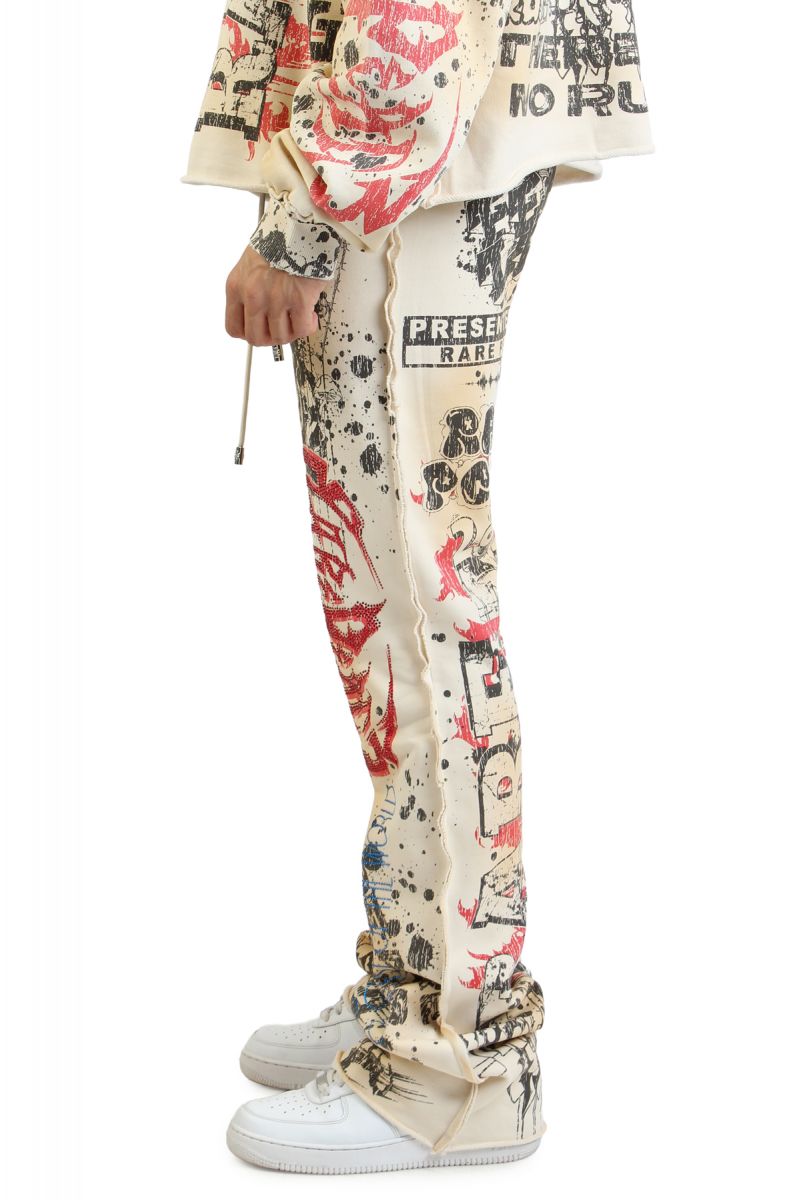 RARE PEACE Raver Bathroom Mirror Flare Pants RP5041-ECRU - Karmaloop