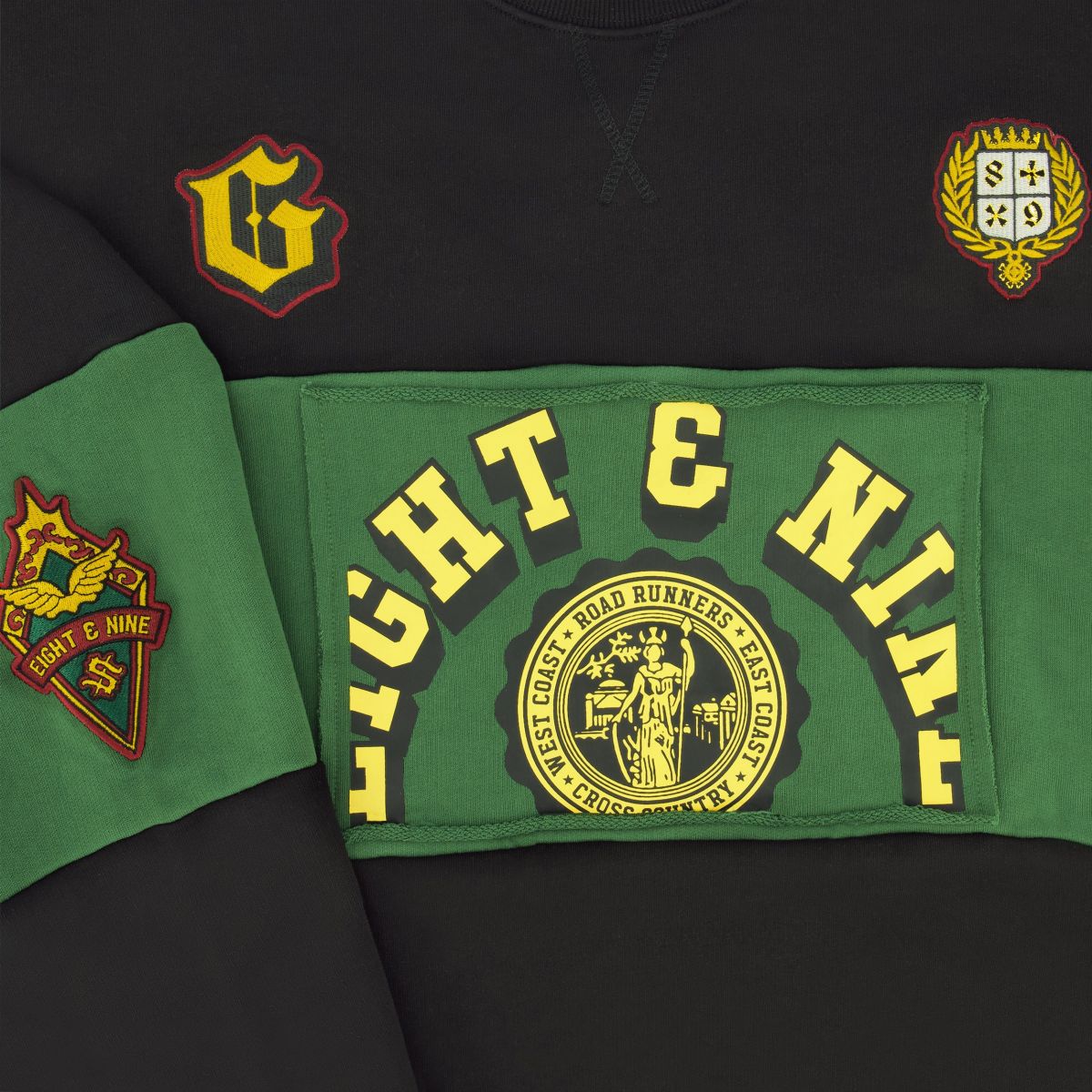 8&9 MFG CO. Varsity Crew Neck Sweatshirt CRVARBLK-BLACK - Karmaloop