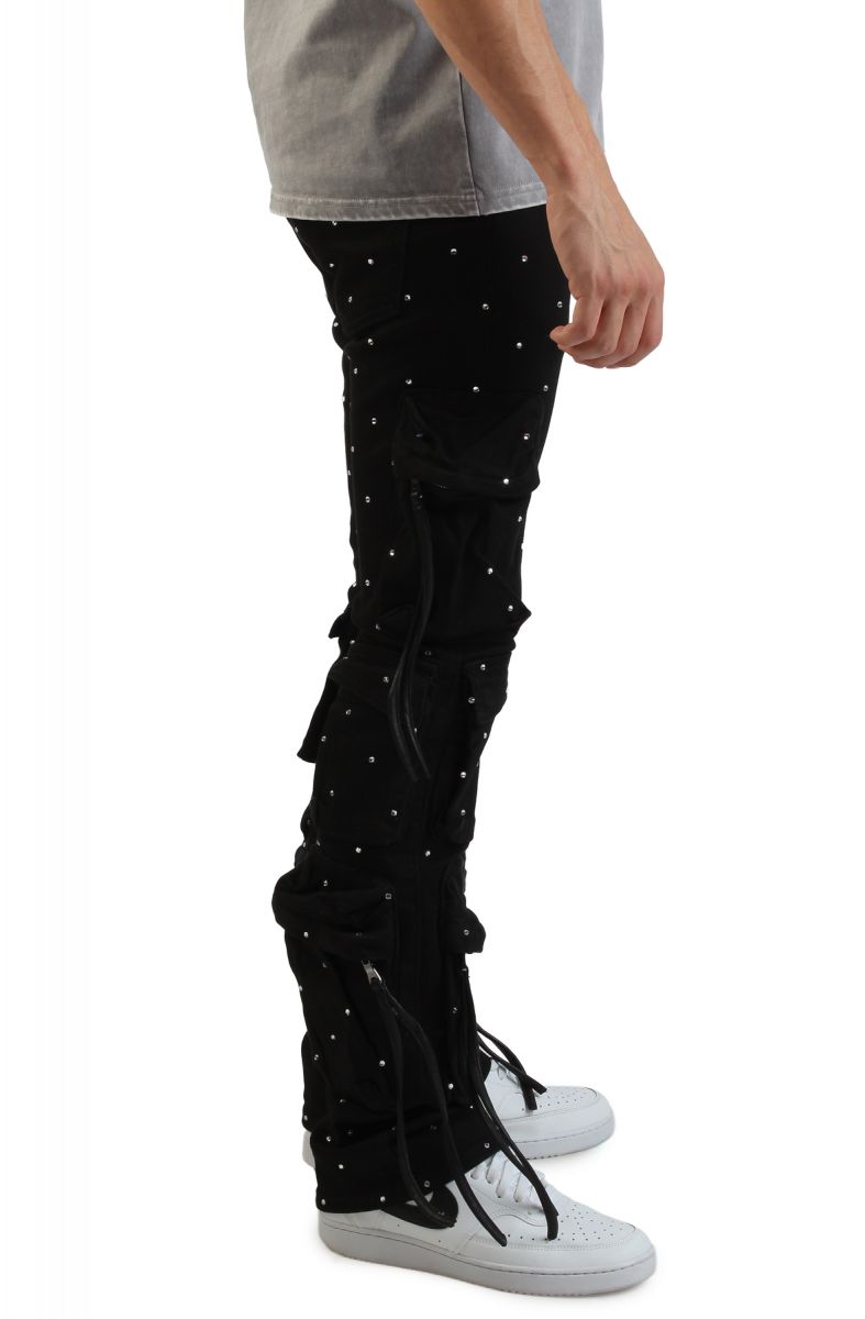 EMBELLISH Hawk Cargo Flare Denim Pants EMBFA125-107BLK - Karmaloop