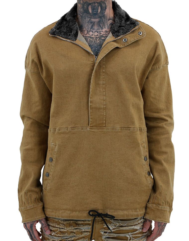 The Hideout Clothing Dawn Mock Neck Anorak Thc Da Sc Darkcream 1